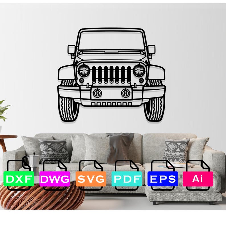 Wrangler Car Laser Cut Dxf Files, Metal Car Wall Art Dxf, Vector Files ...