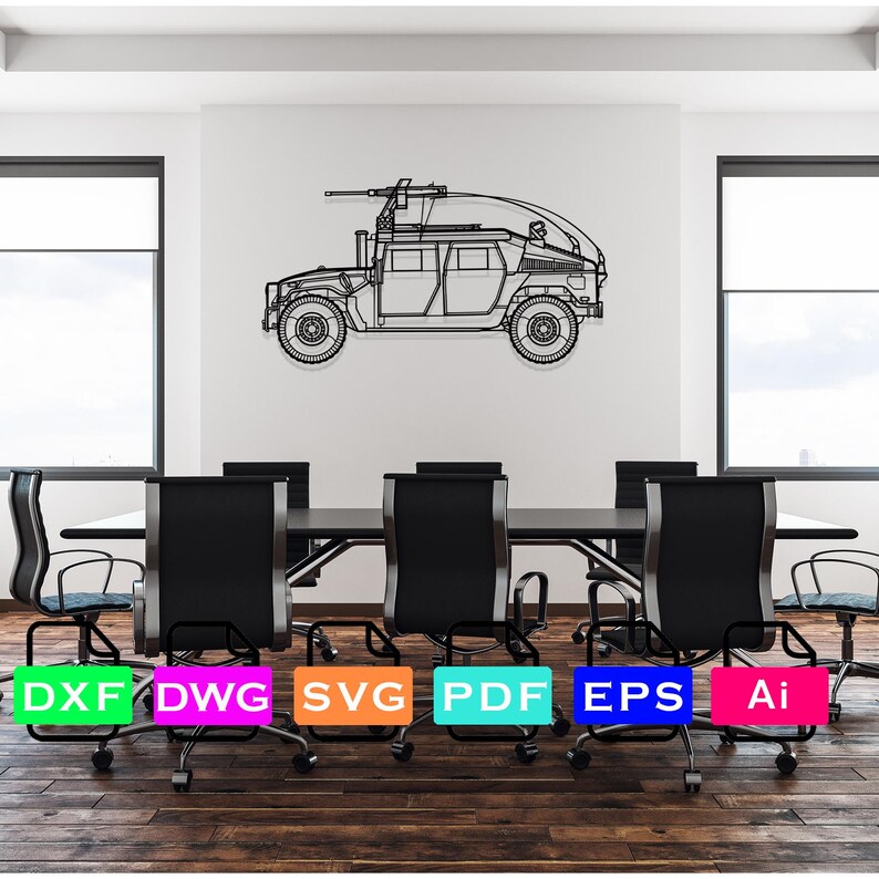 Humvee 1 Car Laser Cut Dxf Files, Metal Car Wall Art Dxf, Vector Files ...