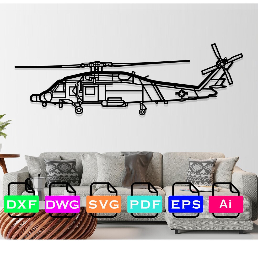 Sikorsky MH 60T Jayhawk Helicopter Laser Cut Dxf Files, Vector Files ...