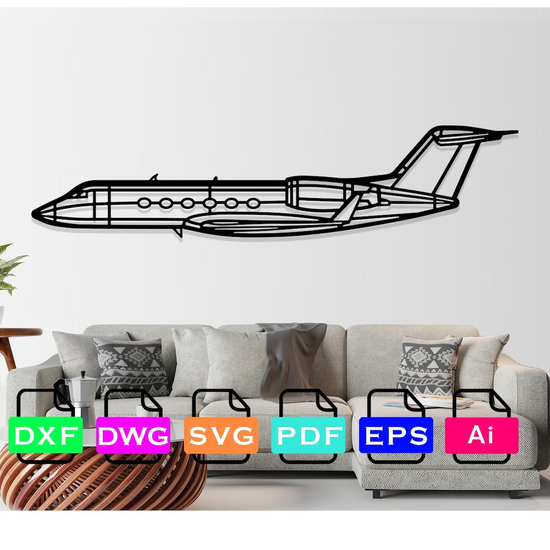 Gulfstream GIV SP Airplane Laser Cut Dxf Files, Vector Files, Laser ...