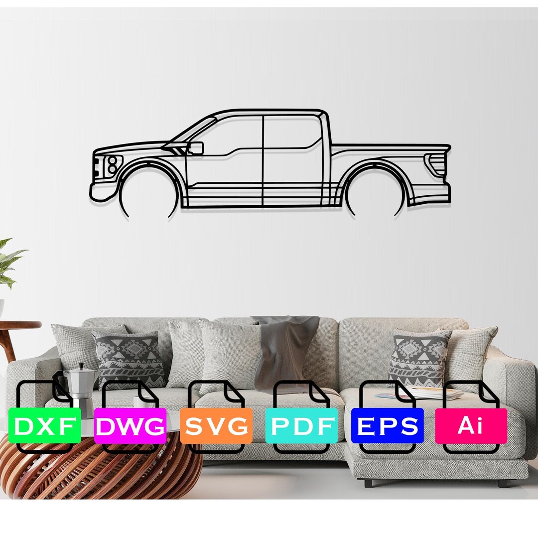F150 Raptor Car Laser Cut Dxf Files, Metal Car Wall Art Dxf, Vector ...