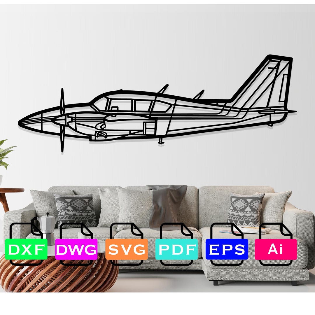 Piper Aztec 1973 Airplane Laser Cut Dxf Files, Vector Files, Laser ...