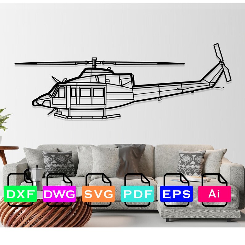 Bell 412EP Helicopter Laser Cut Dxf Files, Vector Files, Laser Cutting ...