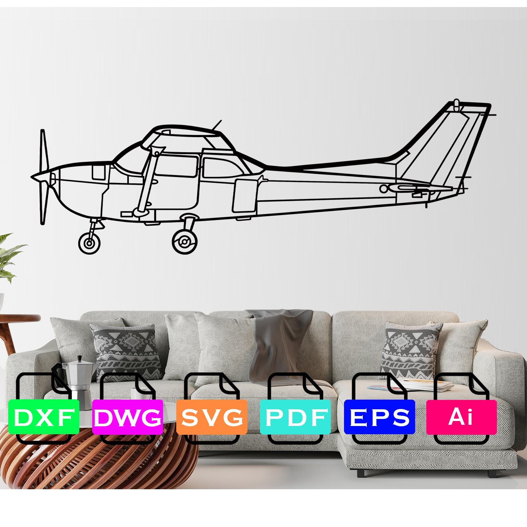 Cessna Skyhawk 172 Airplane Laser Cut Dxf Files, Vector Files, Laser ...