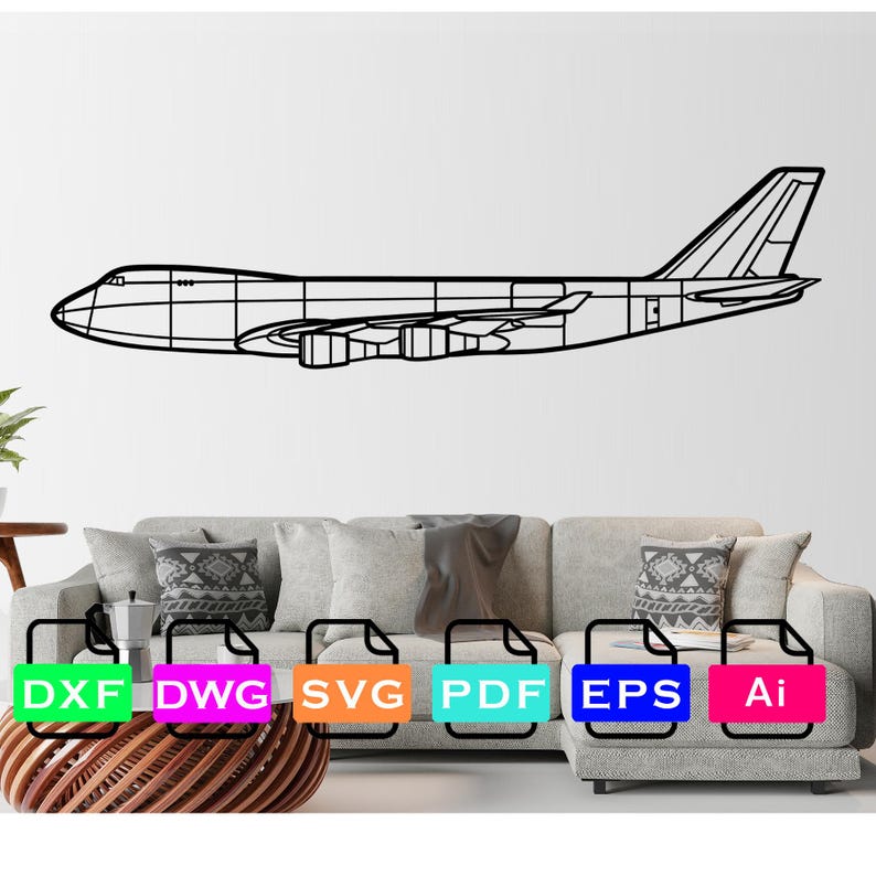 Boeing 747 400F Airplane Laser Cut Dxf Files, Vector Files, Laser ...