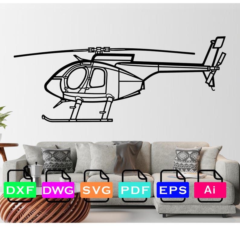 MD 530F Helicopter Laser Cut Dxf Files, Vector Files, Laser Cutting ...