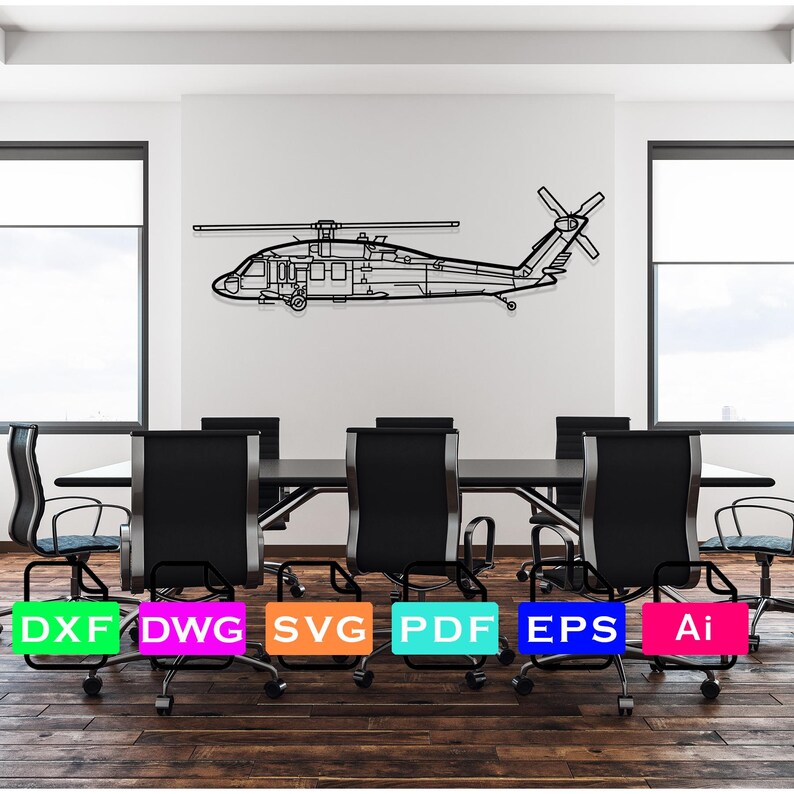 Sikorsky UH 60 Black Hawk Helicopter Laser Cut Dxf Files, Vector Files ...