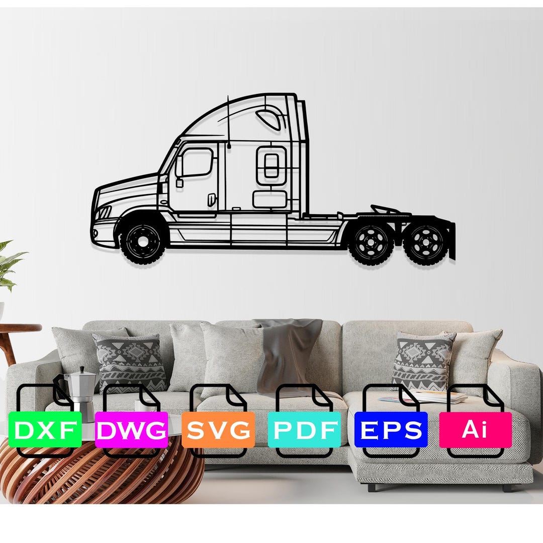 Semi Truck Laser Cut Dxf Files, Metal Car Wall Art Dxf, Vector Files ...