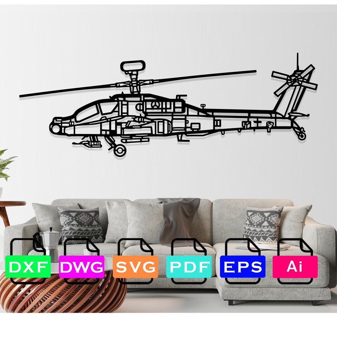 Boeing AH 64E Apache Helicopter Laser Cut Dxf Files, Vector Files ...