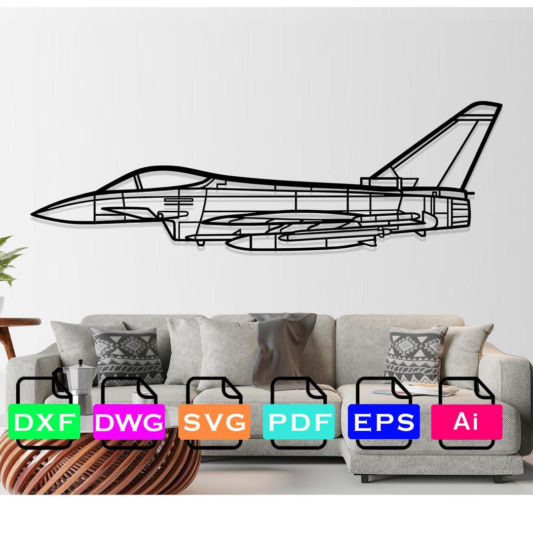 Eurofighter Typhoon Airplane Laser Cut Dxf Files, Vector Files, Laser ...
