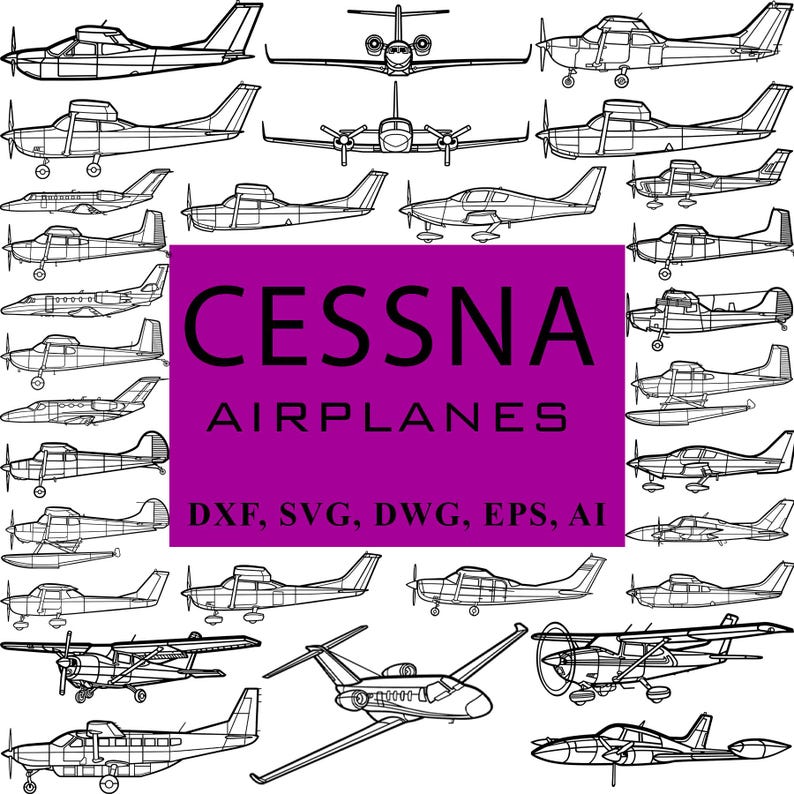 Cessna Airplane Bundle Laser Cut Dxf Files, Vector Files, Laser Cutting ...