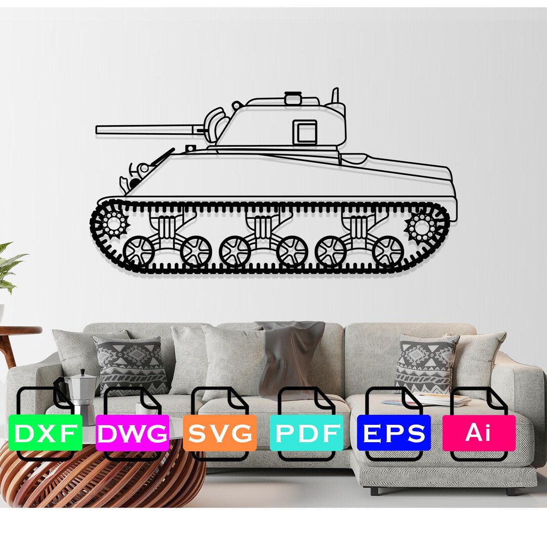 M4A2 Sherman Tank Laser Cut Dxf Files, Vector Files, Laser Cutting ...