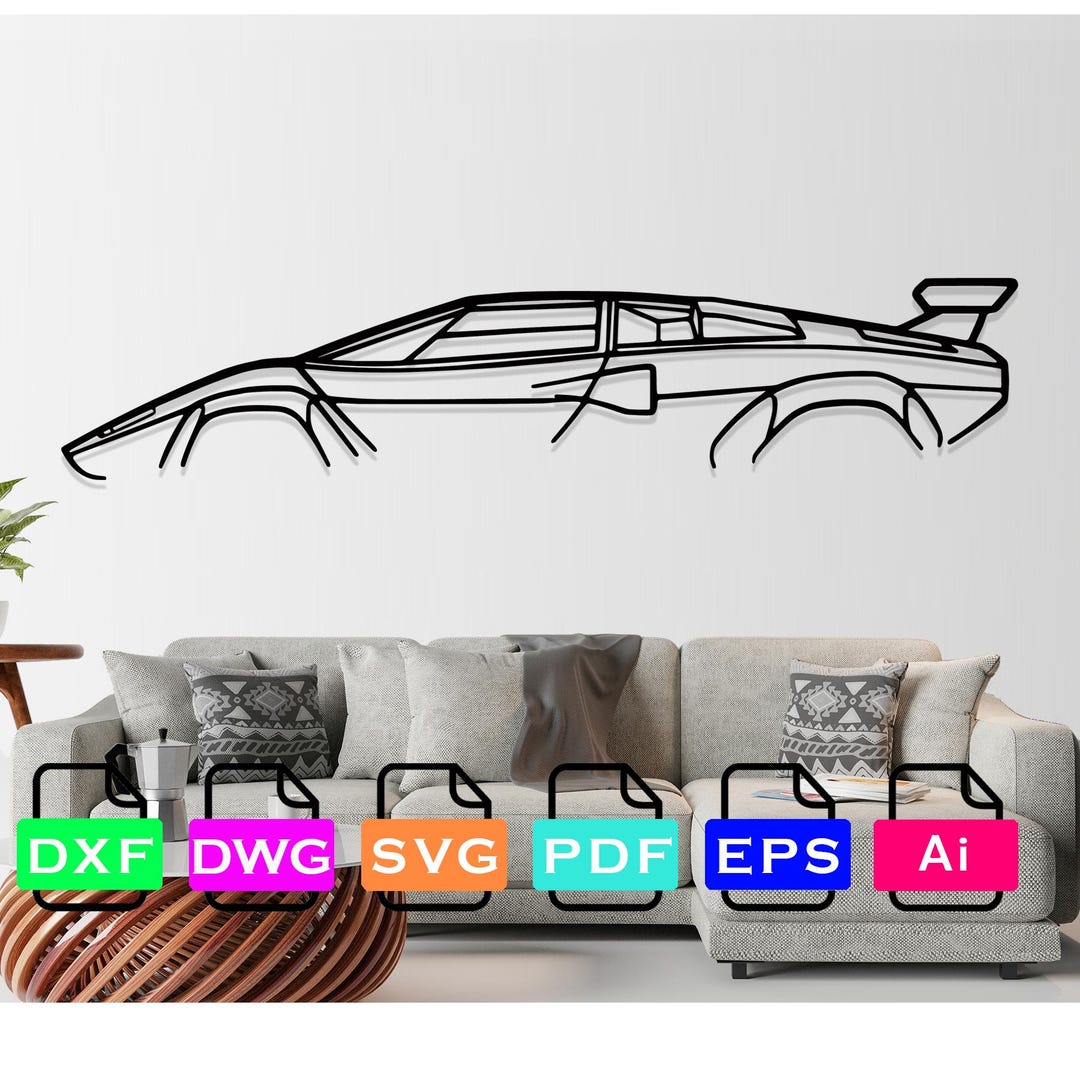 Lamborghini Countach Car Laser Cut Dxf Files, Vector Files, Laser ...
