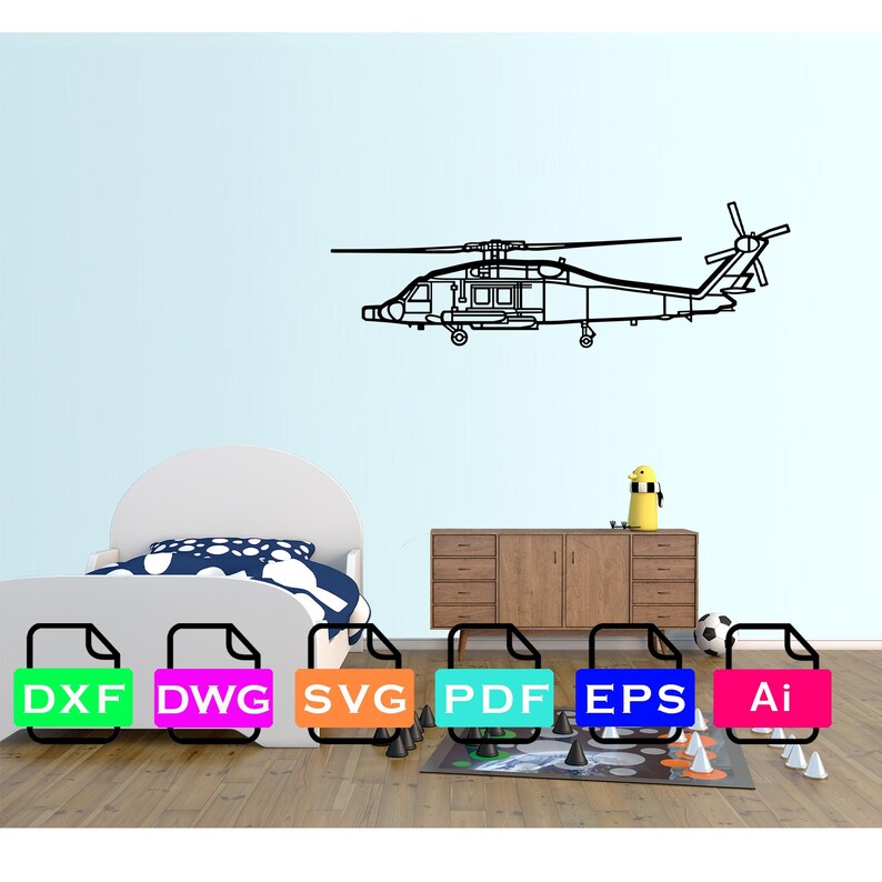 Sikorsky MH 60 Jayhawk Helicopter Laser Cut Dxf Files, Vector Files ...