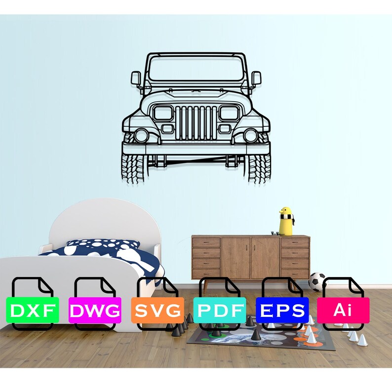 Jeep Car Laser Cut Dxf Files, Metal Car Wall Art Dxf, Vector Files ...