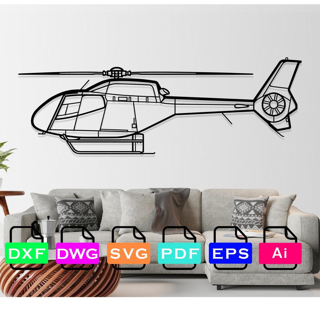 Airbus Eurocopter EC120 Colibri Helicopter Laser Cut Dxf Files, Vector ...