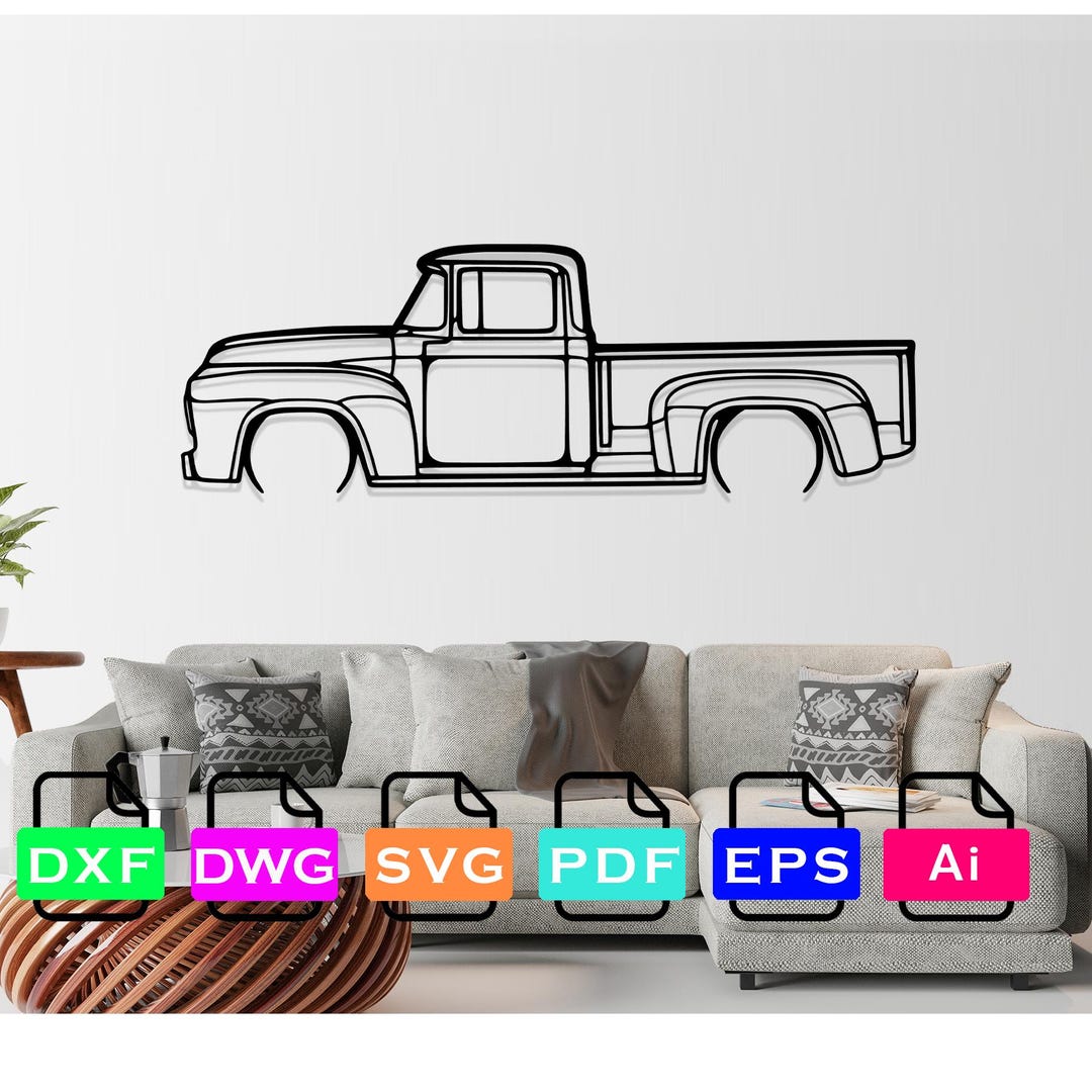 Ford F100 Car Laser Cut Dxf Files, Metal Car Wall Art Dxf, Vector Files ...
