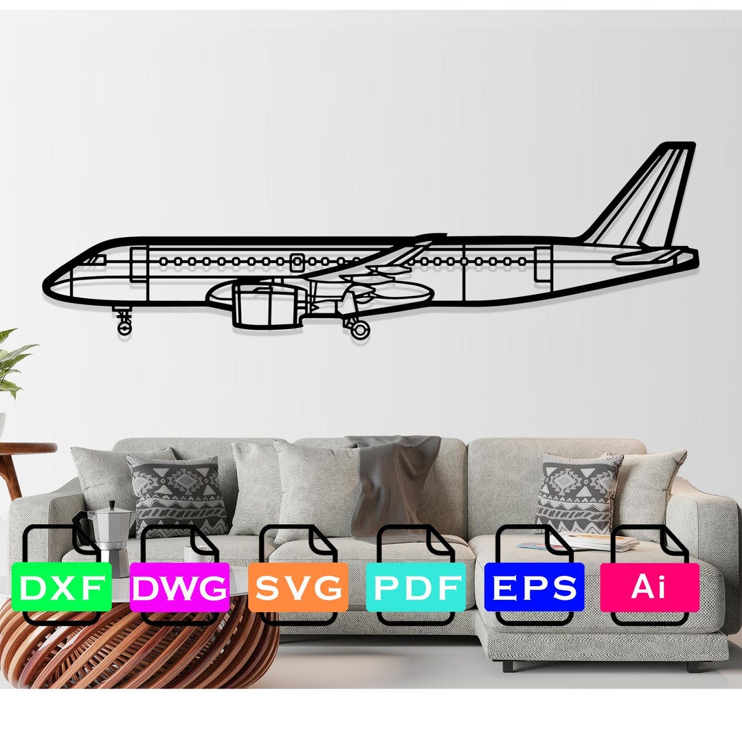 Embraer E190 E2 Airplane Laser Cut Dxf Files, Vector Files, Laser ...