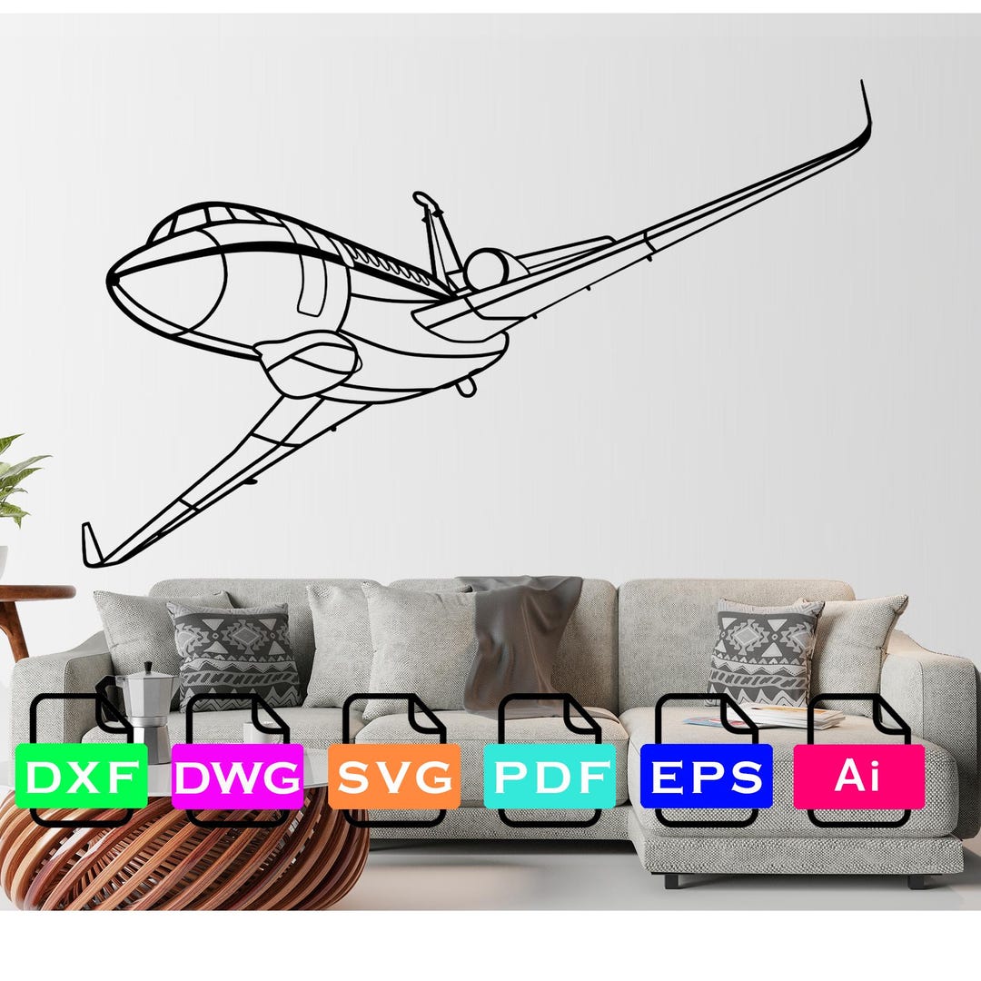 Dassault Falcon 2000 XLS Airplane Laser Cut Dxf Files, Vector Files ...