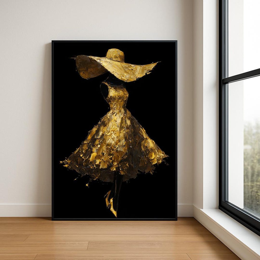 Elegant Lady in Dress Oil Painting, Fashion Statement Art Print - Etsy