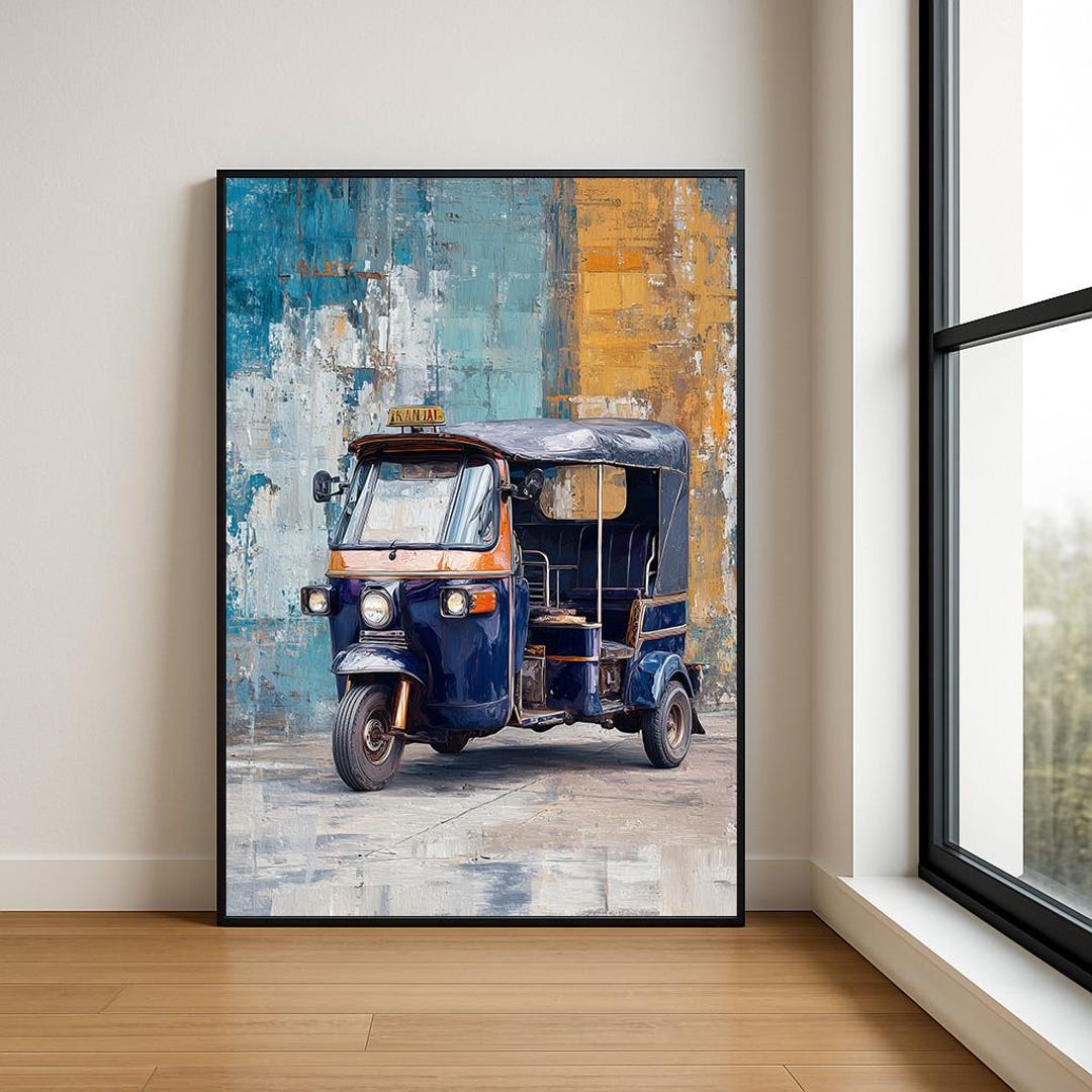 Rickshaw Street Scene Art Print, Urban Travel Poster (digital Download ...