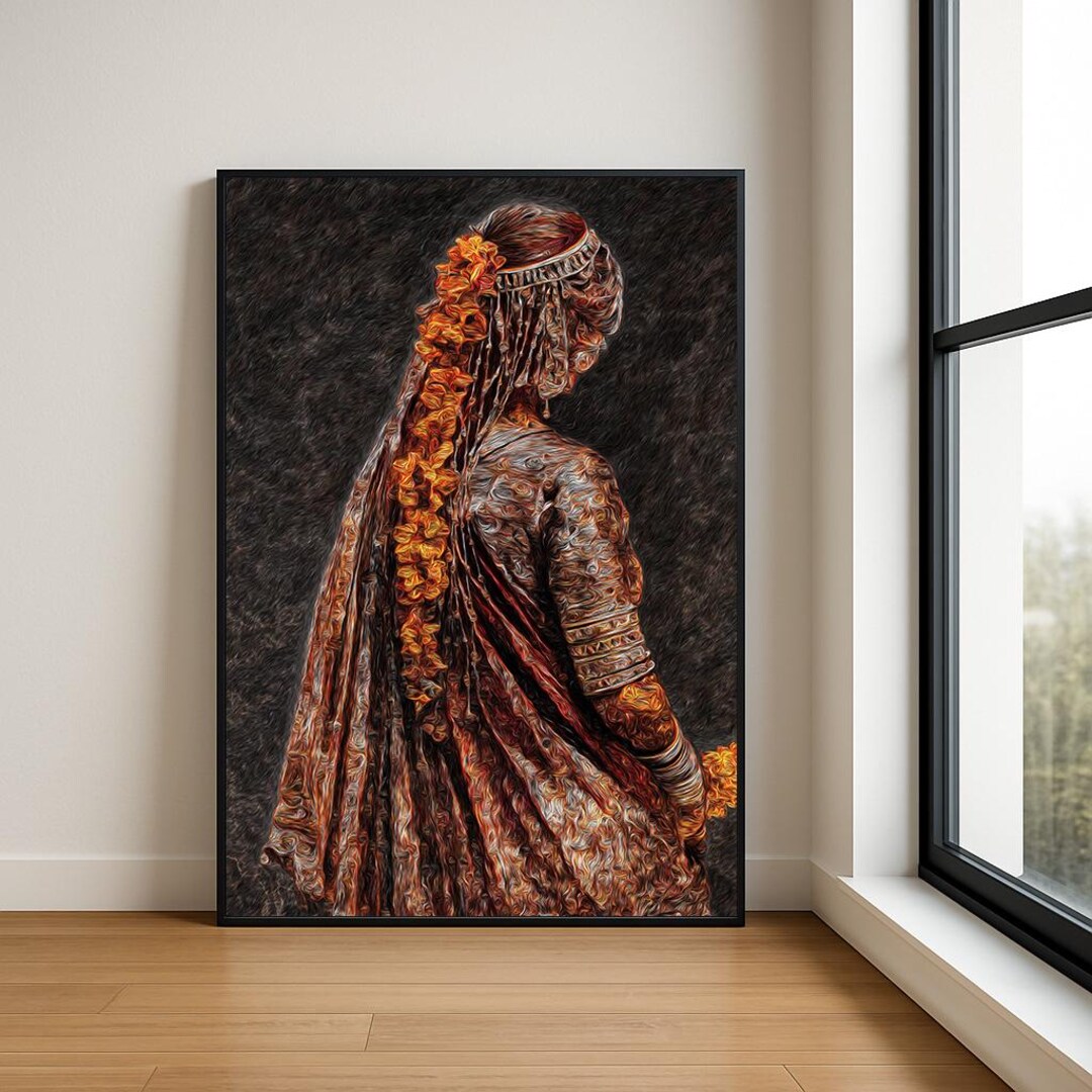 Timeless Bridal Oil Painting Print – Elegant Cultural Woman Painting ...
