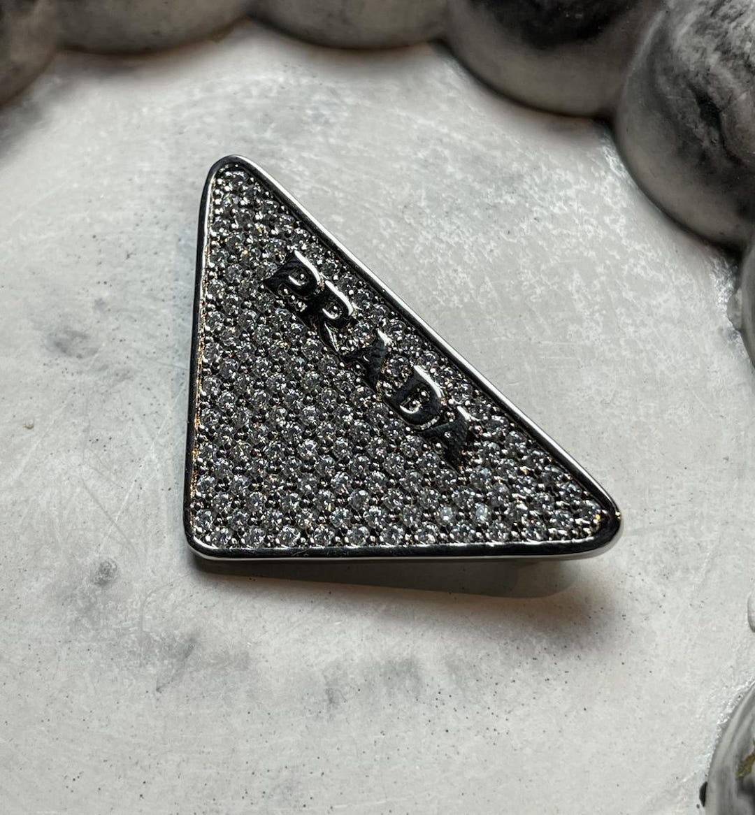 Vintage Brooch Prada Silver Tone With Stones Good Condition Rare Item ...