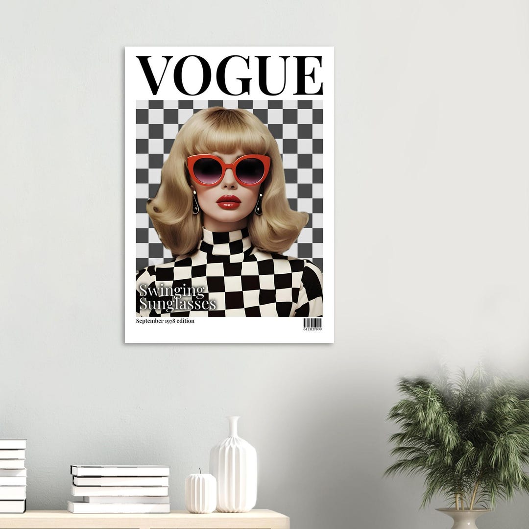 70s Magazine Checkered Print - Etsy