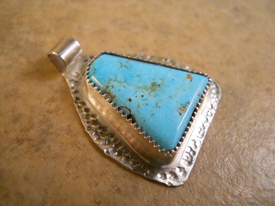 Bright Blue Cripple Creek Triangle Pendant - Etsy