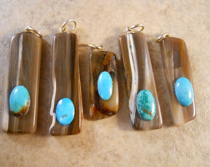 All Colorado Pendant Petrified Wood and Cripple Creek Turquoise - Etsy