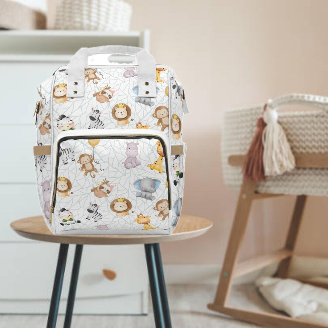 Animal Pattern Diaper Bag Backpack Cute Zoo Animals Baby Backpack ...