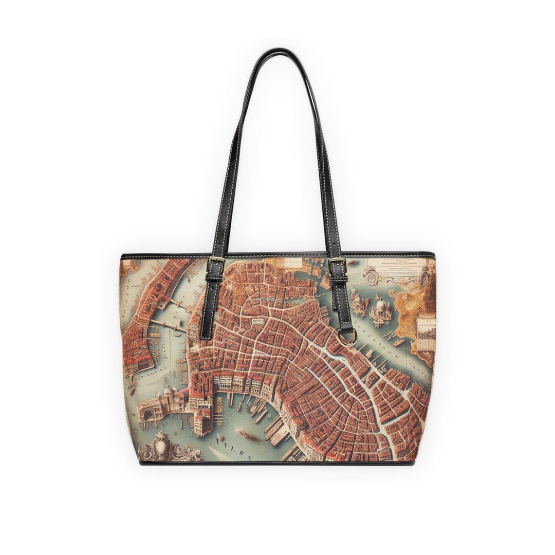Vintage Map Venice, Italy Premium Luxe PU Leather Shoulder Tote Purse ...