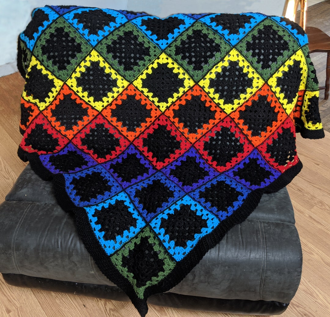 Stained Glass Crochet Afghan Pattern Large Queen Sized Blanket - Etsy