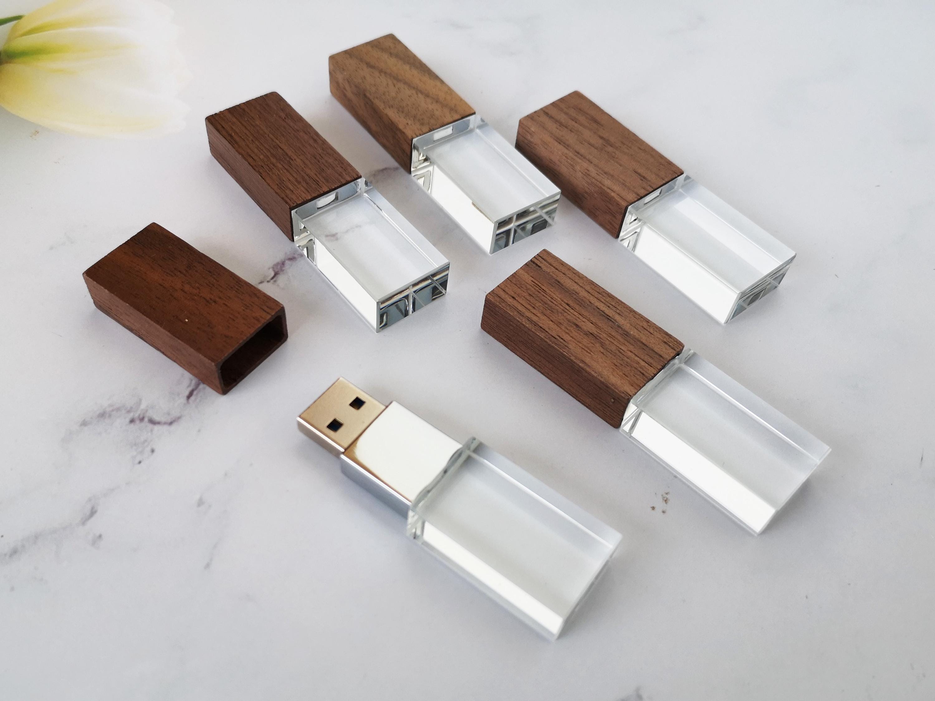 Wooden Crystal USB Flash Drive | Walnut Maple Wood Cap Glass USB Disk ...