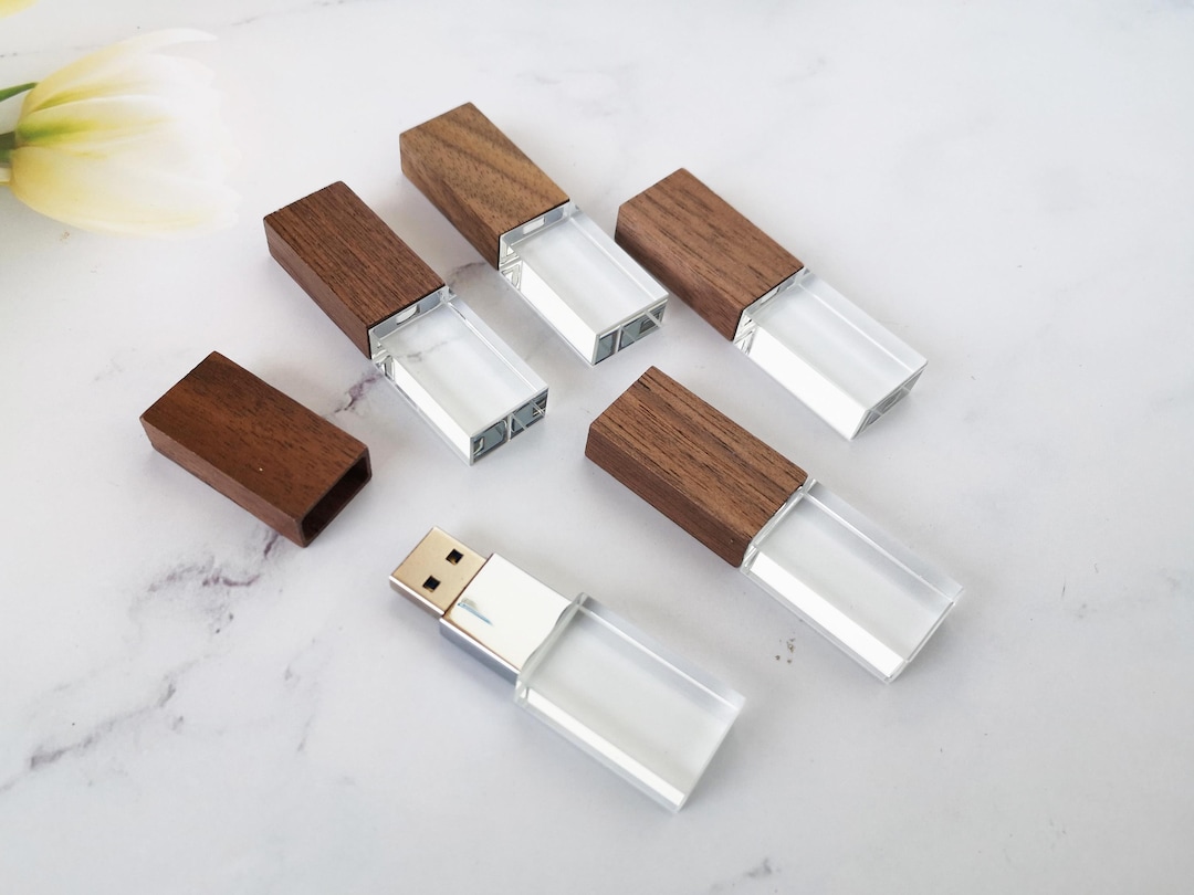 Wooden Crystal USB Flash Drive | Walnut Maple Wood Cap Glass USB Disk ...