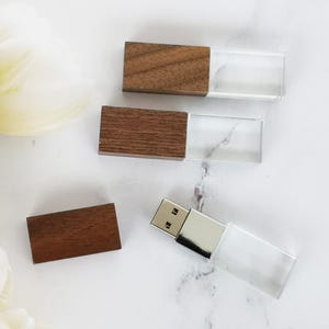 Wooden Crystal USB Flash Drive | Walnut Maple Wood Cap Glass USB Disk ...