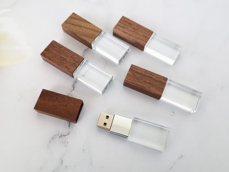 Wooden Crystal USB Flash Drive | Walnut Maple Wood Cap Glass USB Disk ...