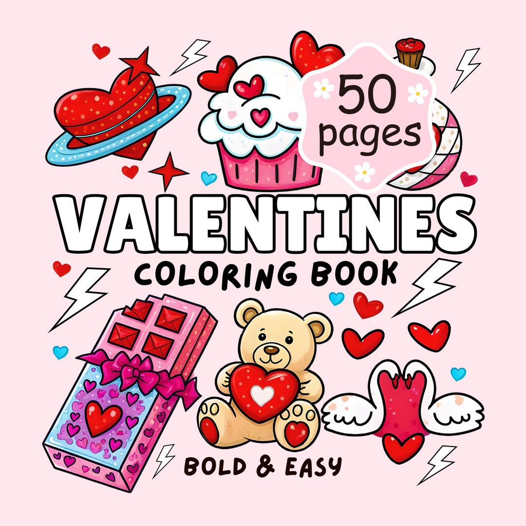Valentine Coloring Pages Simple Bold and Easy Valentine Color Book ...