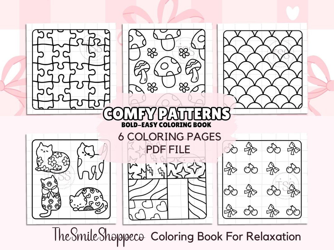 Comfy Patterns: Cozy Pattern Coloring Book 6 Simple Coloring Pages,bold ...