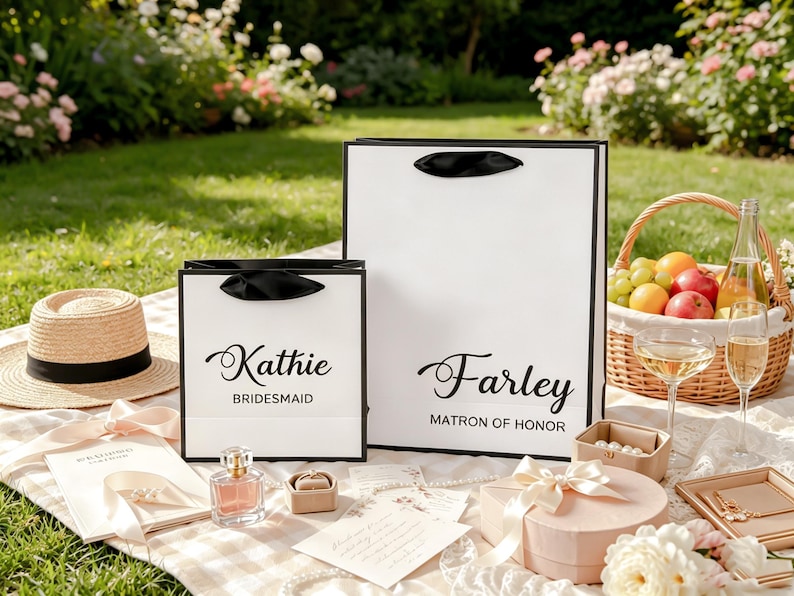 Personalized Wedding Gift Bags for Bridal Party, Elegant Bridesmaid ...