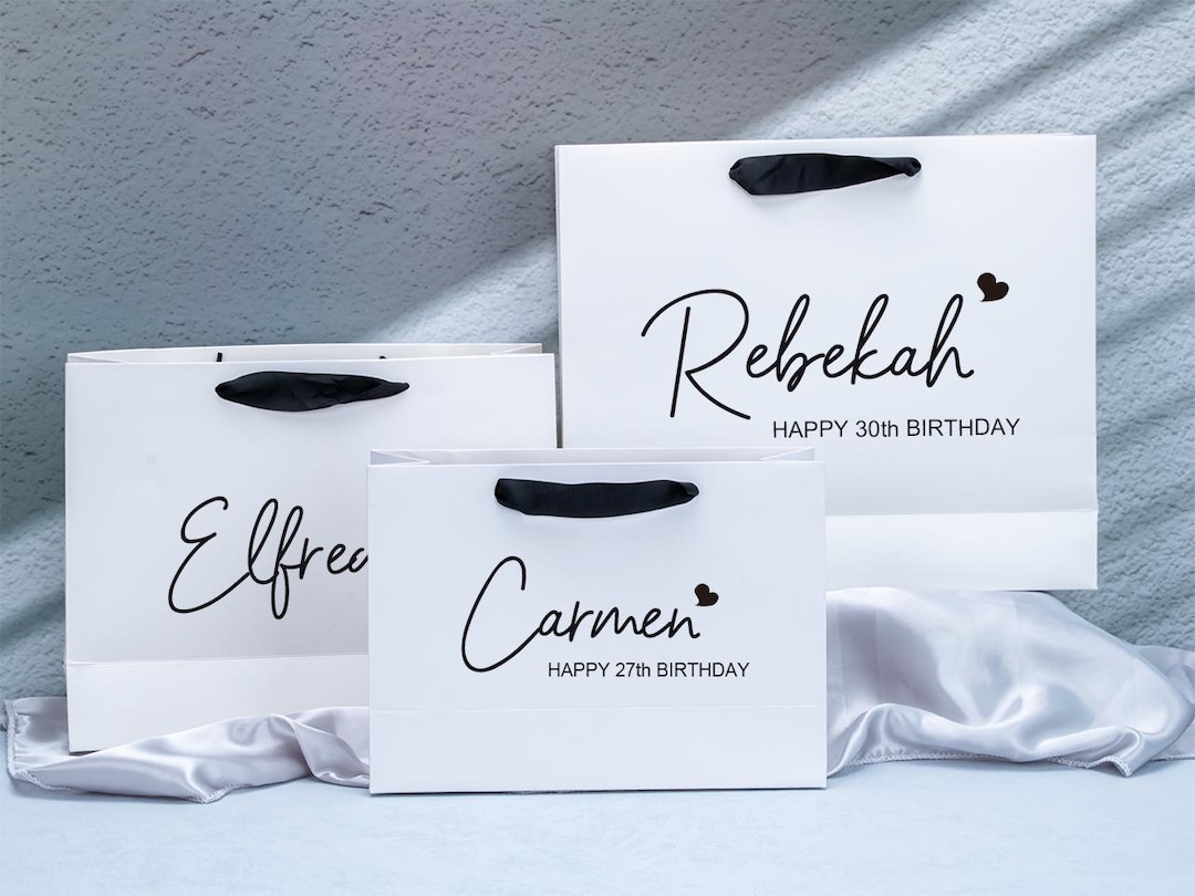Personalized Birthday Gift Bag, Custom Name Birthday Bag, Happy ...
