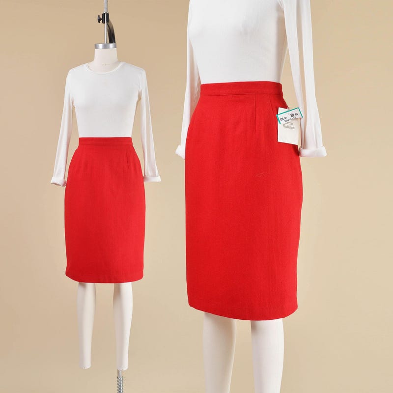 Red Wool Skirt - Etsy