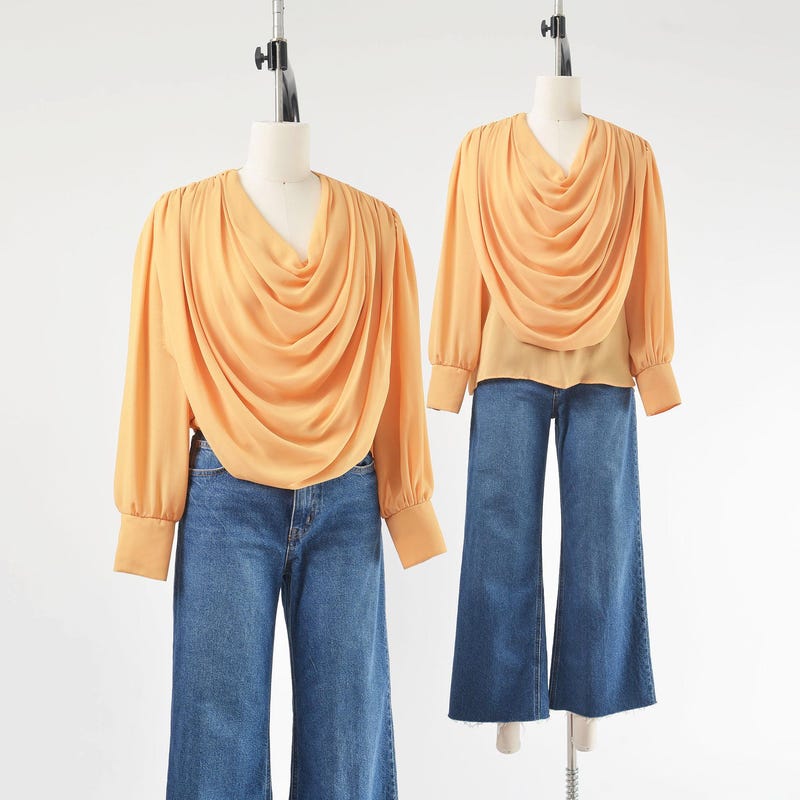 Sheer Cowl Blouse - Etsy