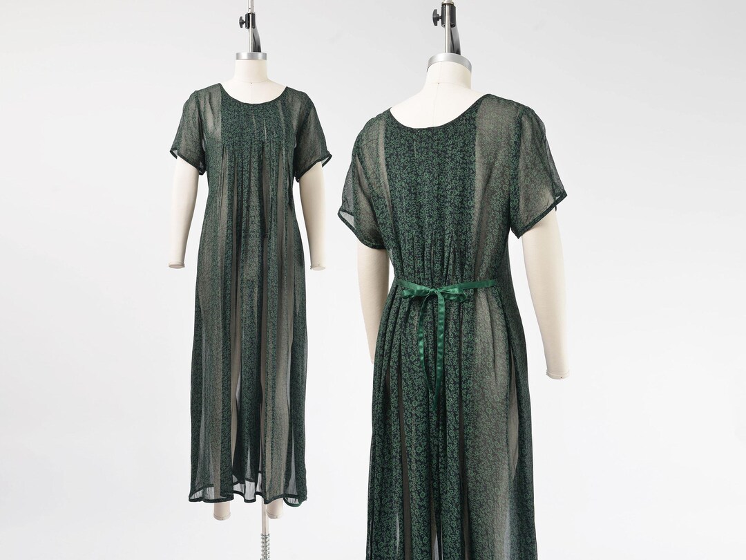 Vintage 90s April Cornell Sheer Floral Dress | Romantic Bohemian Maxi ...