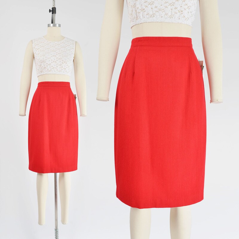 Red Wool Skirt - Etsy