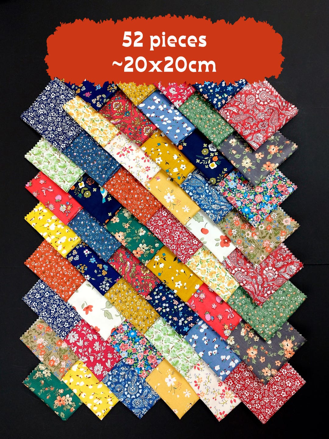 Cotton Fabric Squares Precut- 8x8” - Traditional Colors- Perfect for ...