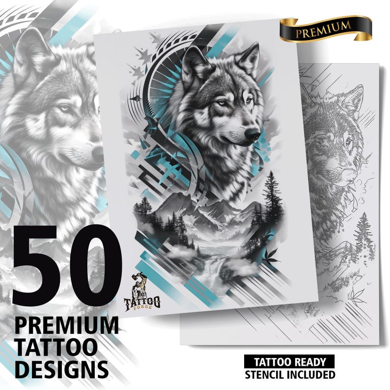 50 Tattoo Premium Design "wolfs Pack" by Tattoo Forge - Etsy