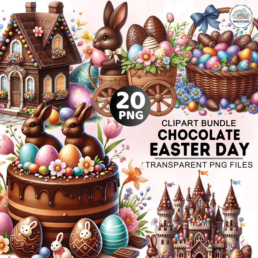 20+ Easter Chocolate Eggs Bundle Clipart PNG, Watercolor Easter ...