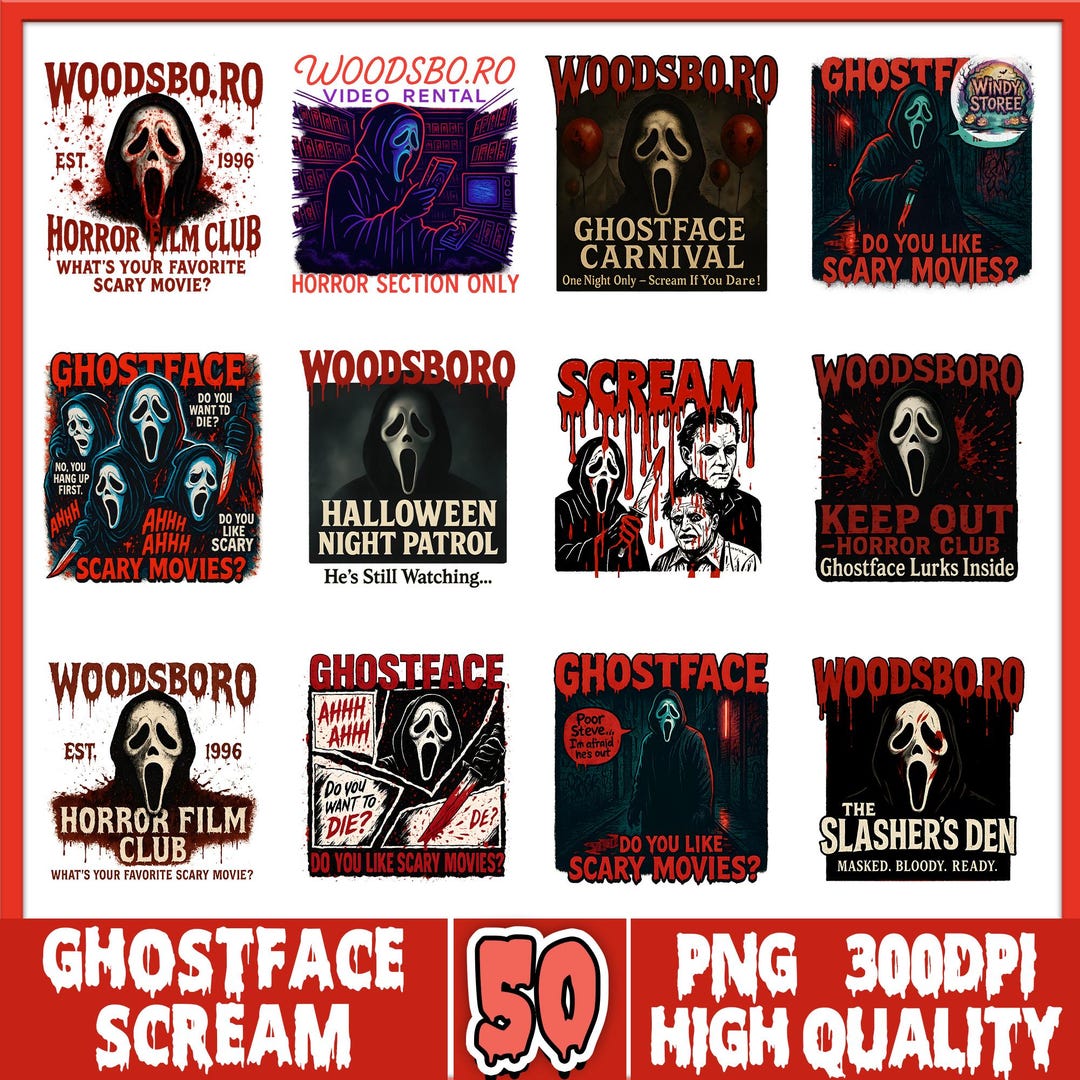50+ Ghostface Scream Png Bundle, Welcome to Woodboro Png, Horror ...