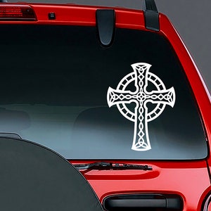 Celtic Cross Vinyl CAR DECAL Christian Irish Catholic Sun Cross Sticker ...